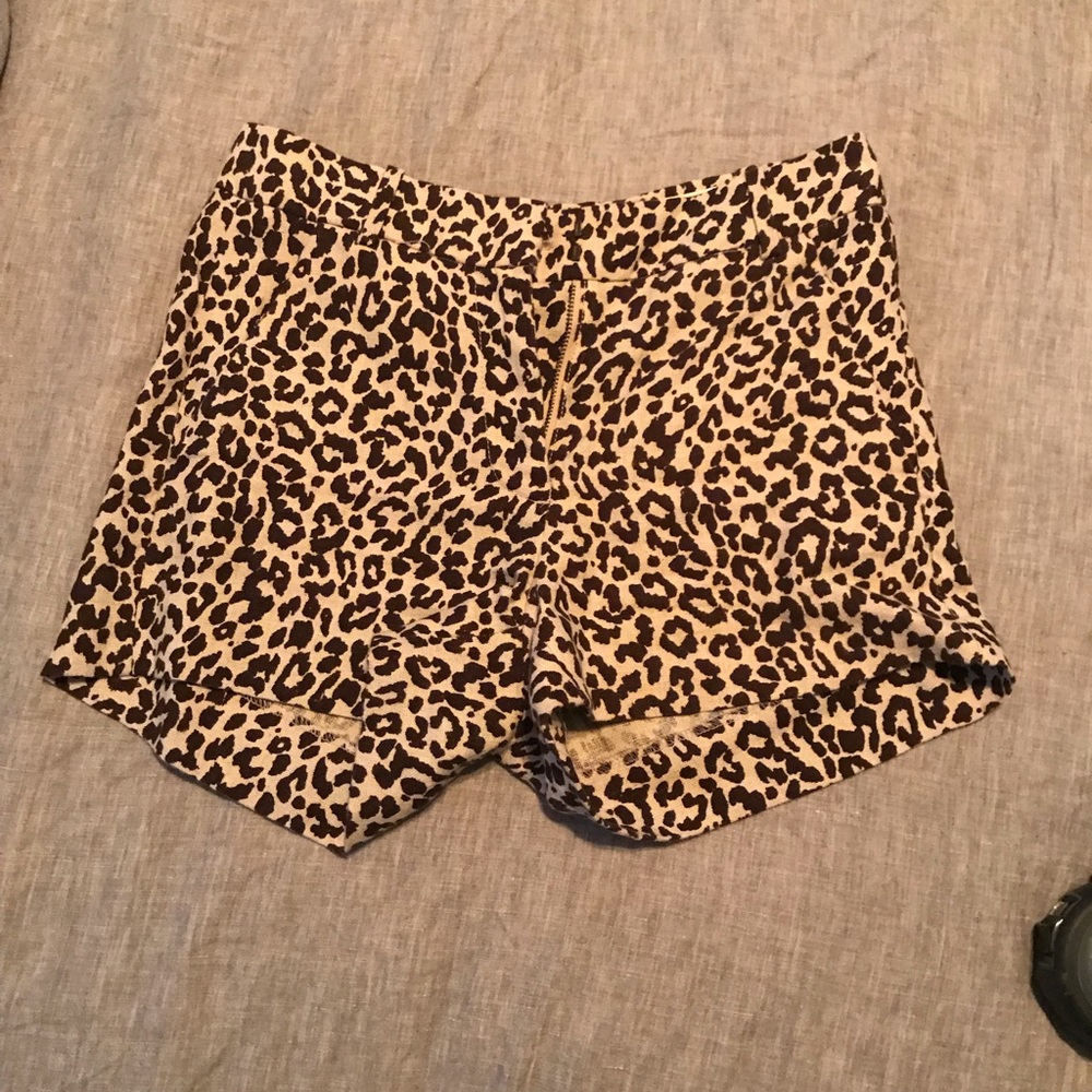 J Crew Leopard Print Linen Shorts - Gem